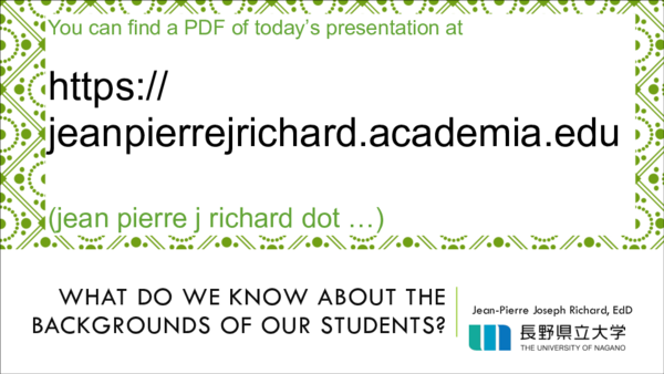 (PDF) WHAT DO WE KNOW ABOUT THE BACKGROUNDS OF OUR STUDENTS