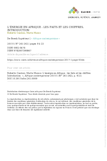 (PDF) L'energie en afrique, faits et chiffres. introduction