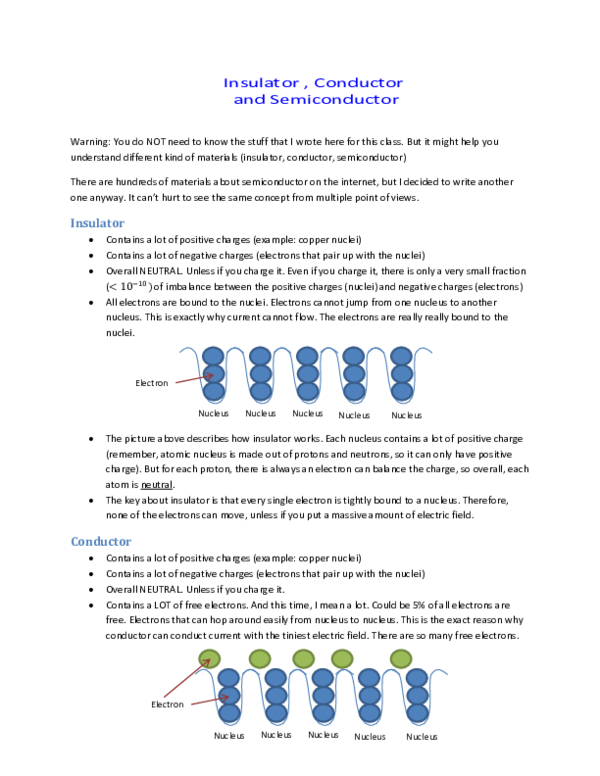 (PDF) Notes on insulator conductor and semiconductor