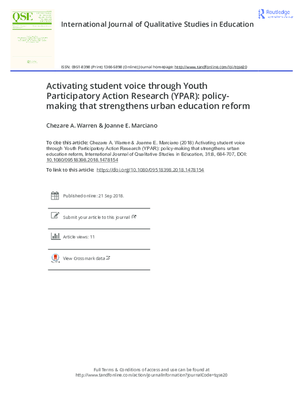 (PDF) Activating student voice through Youth Participatory Action ...