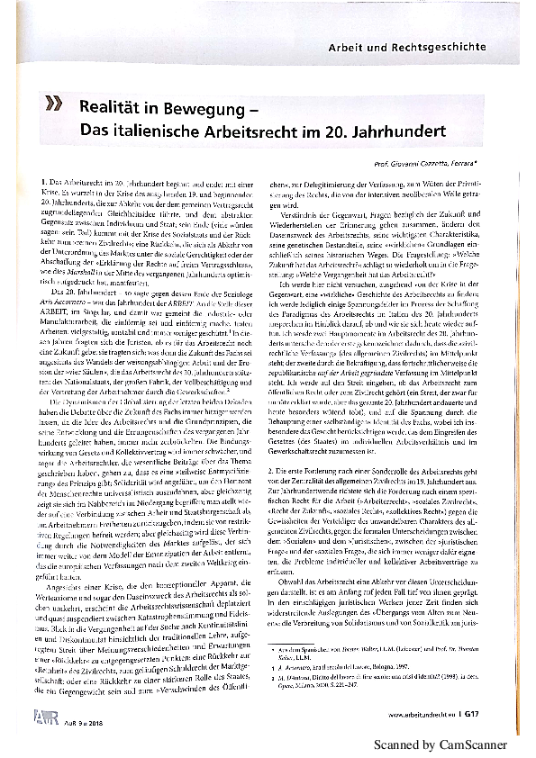 (PDF) «Realität in Bewegung» - Das italienische Arbeitsrecht im 20 ...
