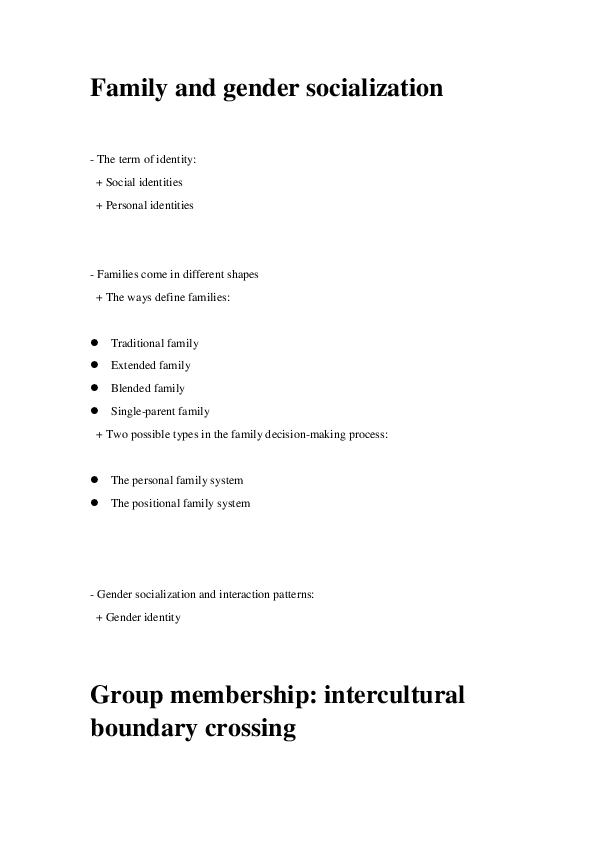 (DOC) Family and gender socialization