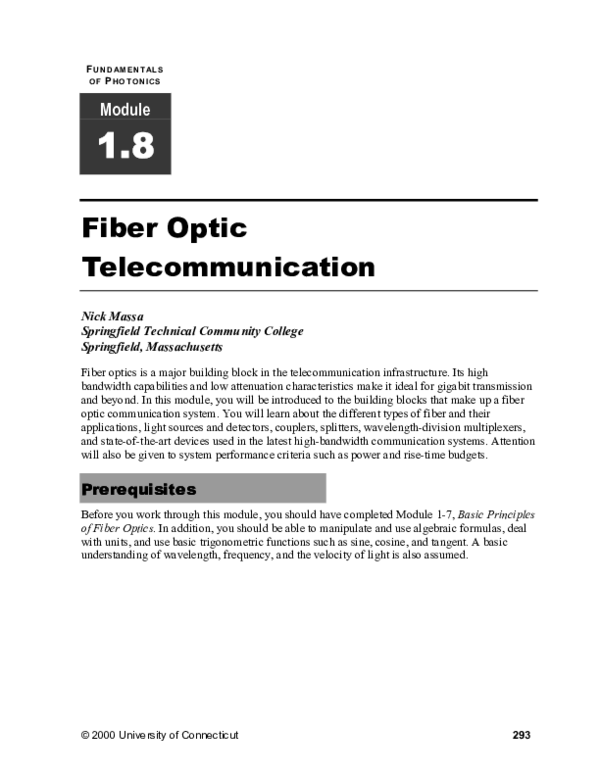 (PDF) Fiber Optic Telecommunication