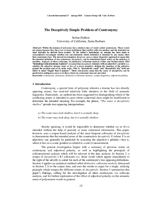 (PDF) The Deceptively Simple Problem of Contronymy