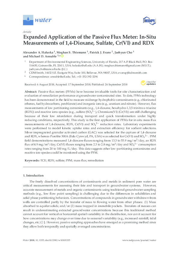 (PDF) Expanded Application of the Passive Flux Meter: In-Situ ...
