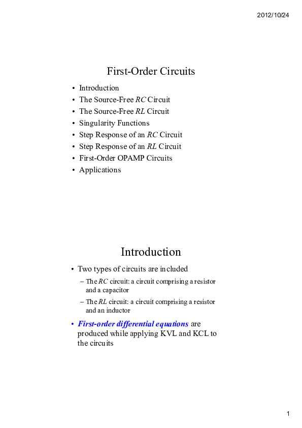 (PDF) First-Order Circuits