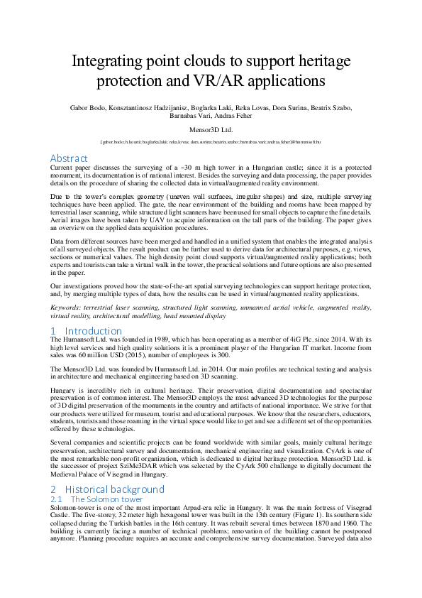 (PDF) Integrating point clouds to support heritage protection and VR/AR ...