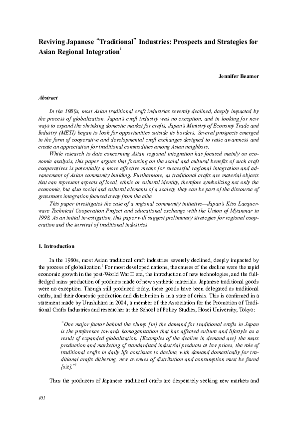 (PDF) Reviving Japanese "Traditional" Industries: Prospects and ...