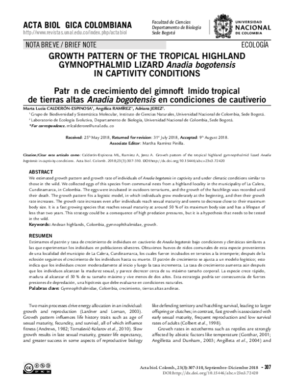 (PDF) Growth Pattern of the Tropical Highland Gymnopthalmid Lizard ...