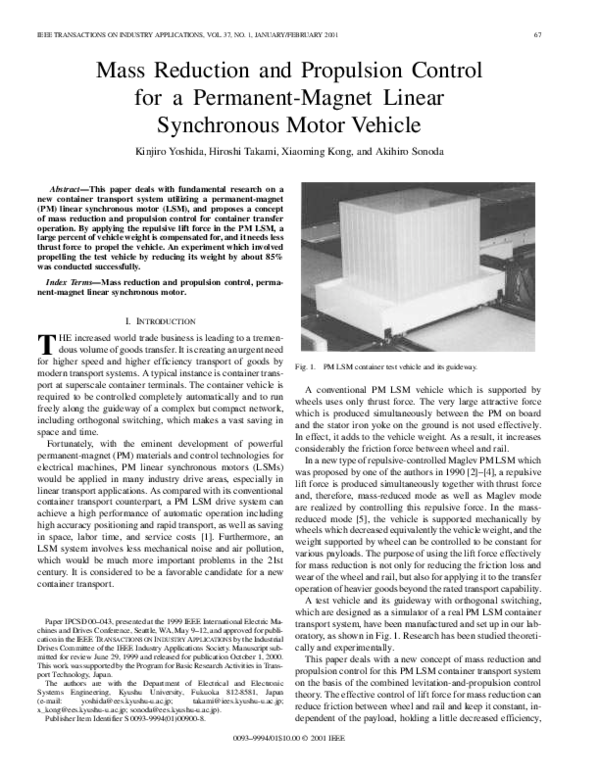 (PDF) Mass reduction and propulsion control for a permanent-magnet ...