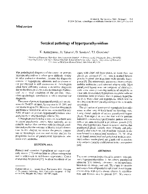 (PDF) Surgical pathology of hyperparathyroidism (PDF) Surgical pathology of hyperparathyroidism
