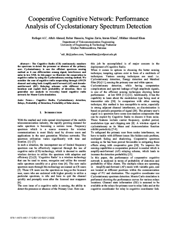 Pdf Cooperative Cognitive Network Performance Analysis Of