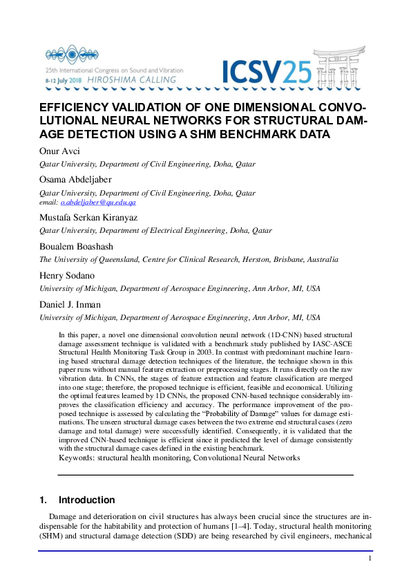 Pdf Efficiency Validation Of One Dimensional Convolutional Neural Networks For Structural