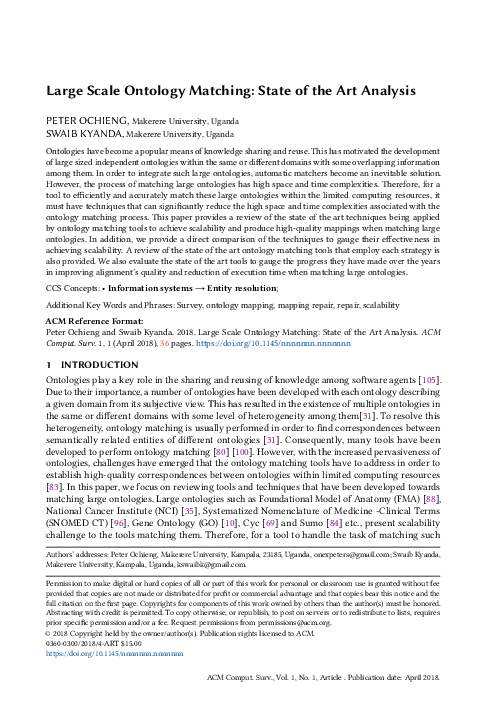 (PDF) Large Scale Ontology Matching: State of the Art Analysis