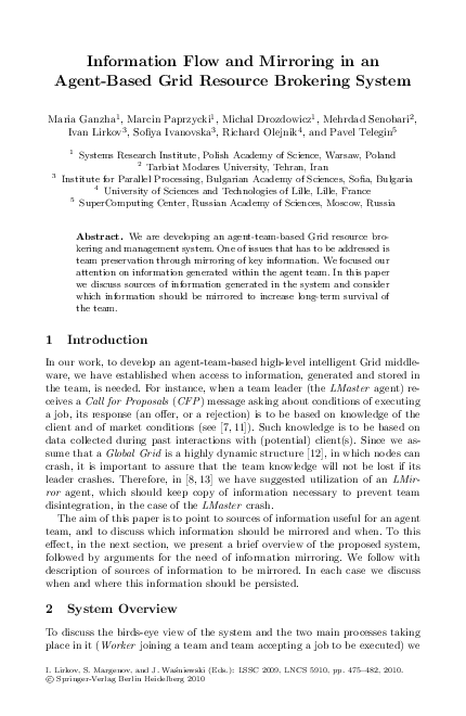 (PDF) Information Flow and Mirroring in an Agent-Based Grid Resource Brokering System