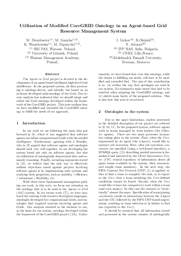 (PDF) Utilization of Modified CoreGRID Ontology in an Agent-based Grid Resource Management System
