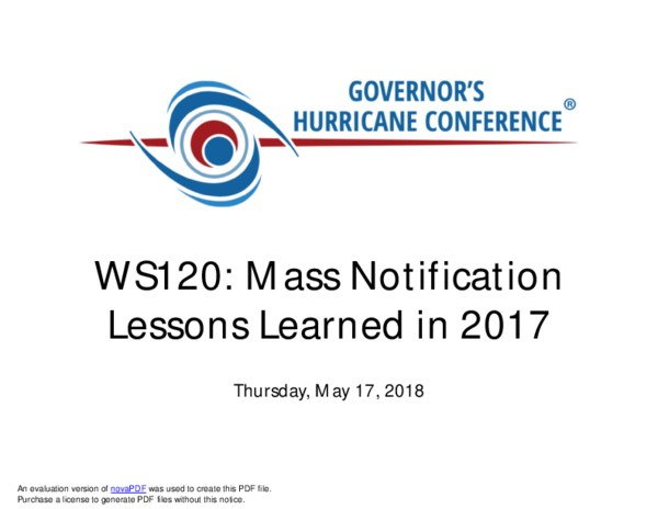 (PDF) Presentation: Mass Notification Lessons Learned in 2017