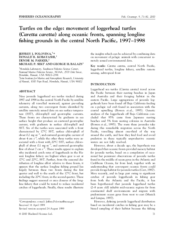 (PDF) Turtles on the edge: movement of loggerhead turtles (Caretta ...