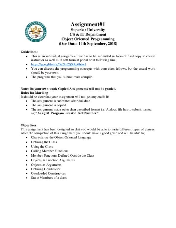 (PDF) OOP Assignment
