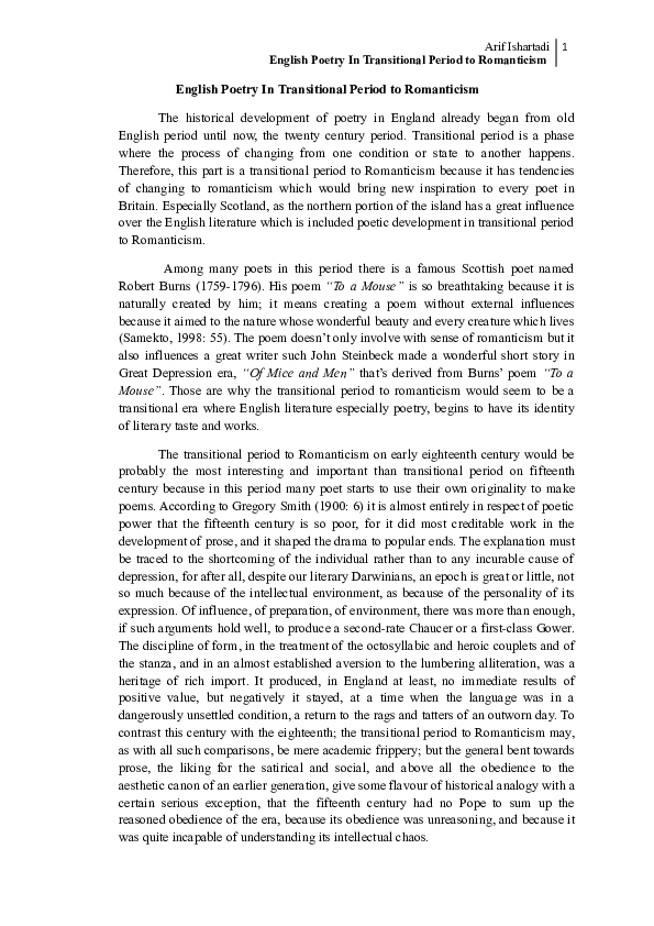 (DOC) English Poetry In Transitional Period to Romanticism