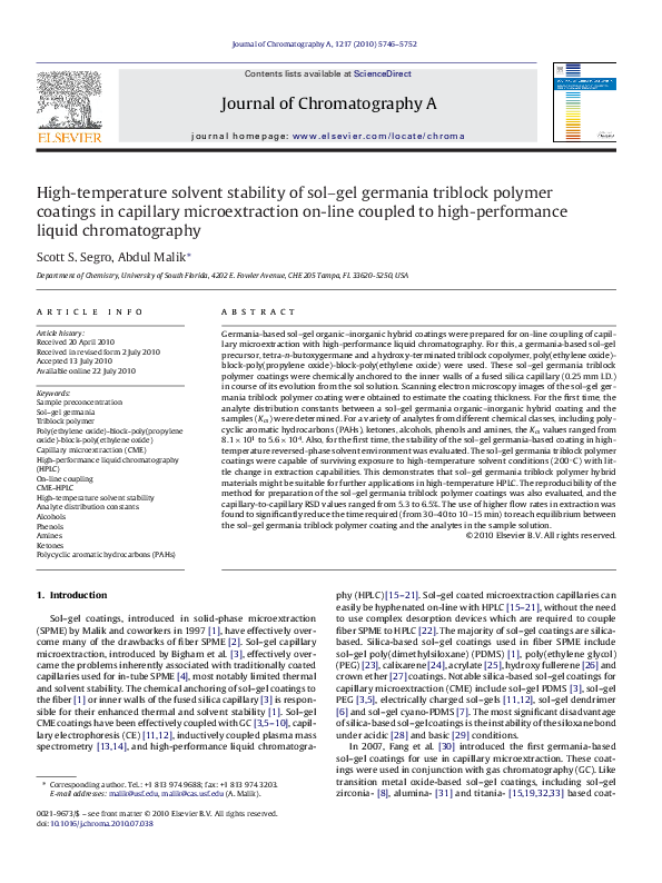 (PDF) High-temperature solvent stability of sol–gel germania triblock ...
