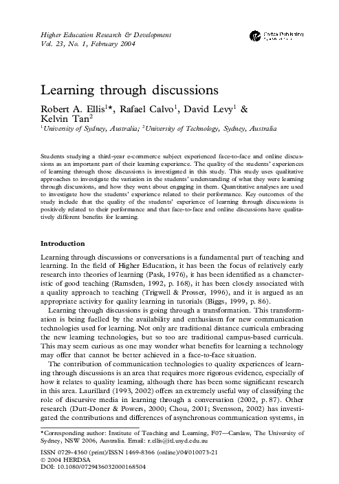 (PDF) Learning through discussions