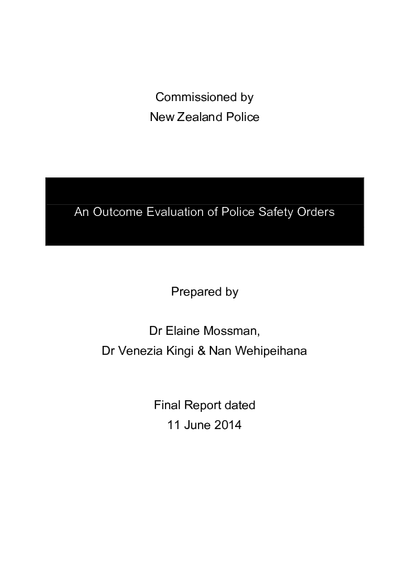(PDF) Outcome Evaluation of Police Safety Orders. Final report for New ...