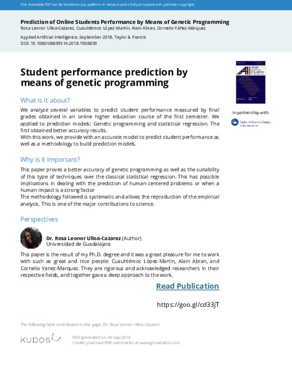 (PDF) Prediction of Online Students Performance by Means of Genetic ...