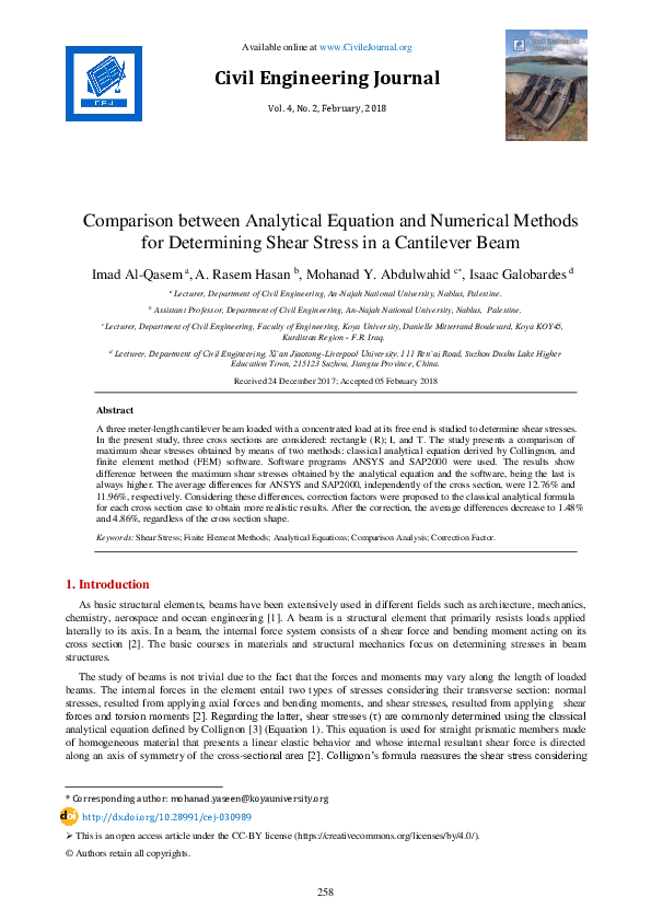 Pdf Comparison Between Analytical Equation And Numerical Methods For