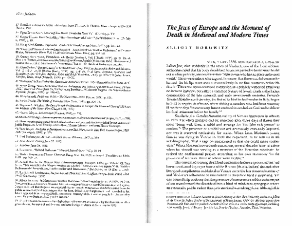 (PDF) Elliott Horowitz, “The Jews of Europe and the Moment of Death in ...