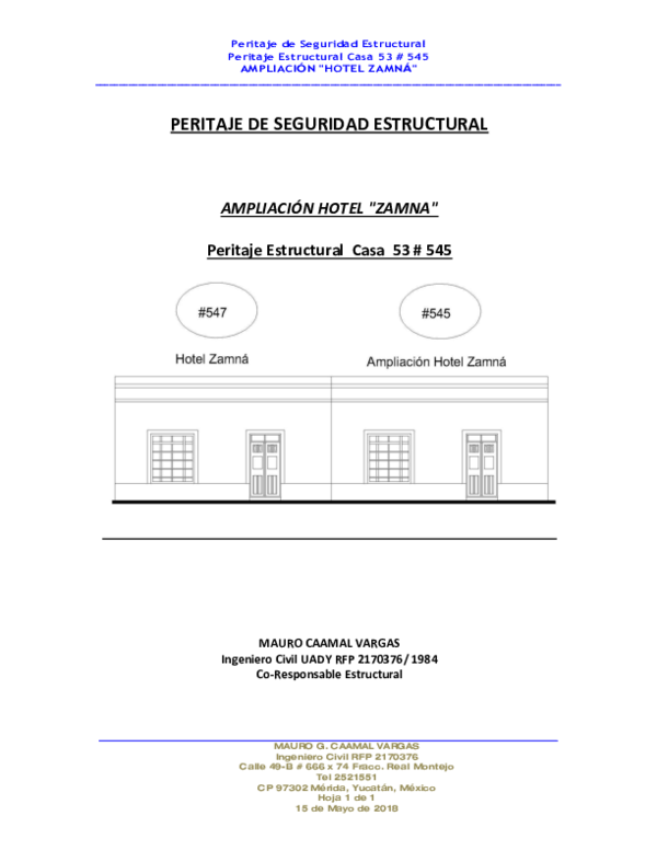 (PDF) PERITAJE DE SEGURIDAD ESTRUCTURAL AMPLIACIÓN HOTEL "ZAMNA" Peritaje Estructural Casa 53 ...