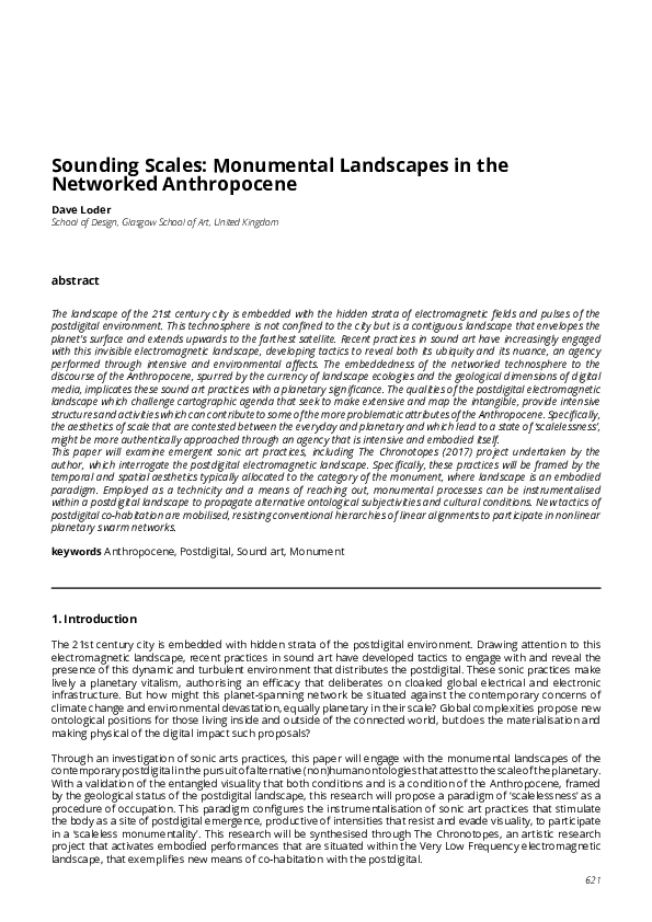 (PDF) Sounding Scales: Monumental Landscapes in the Networked Anthropocene