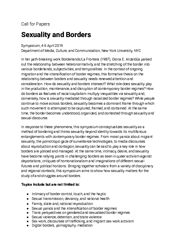 (PDF) Sexuality and Borders