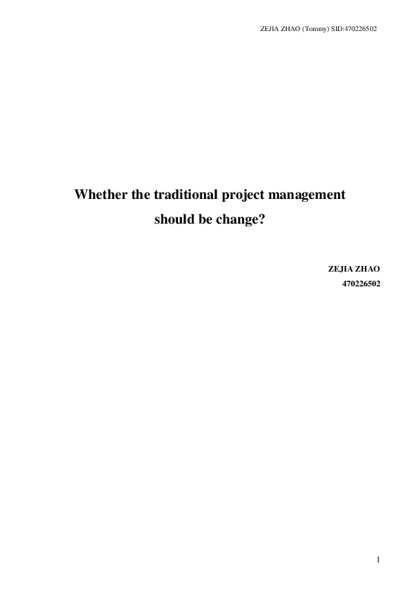 (DOC) Whether the traditional project management should be change