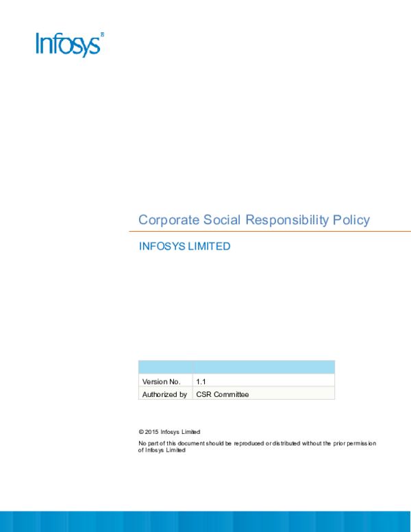 (PDF) Corporate Social Responsibility Policy INFOSYS LIMITED