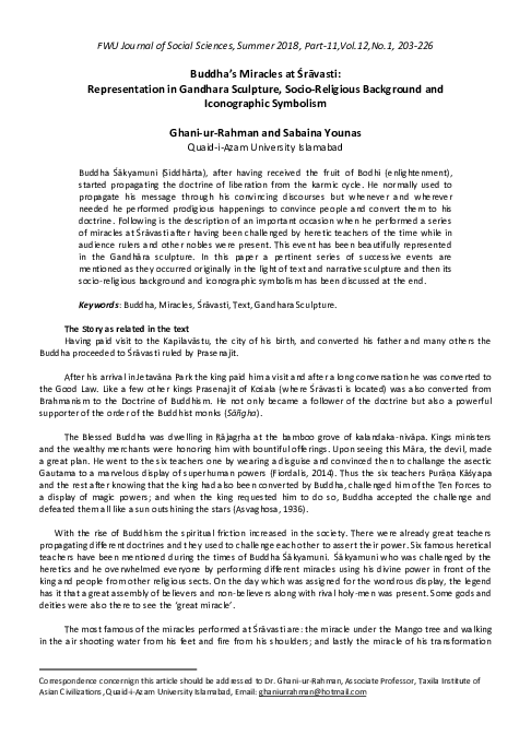 (PDF) Buddha's Miracles at Śrāvasti: Representation in Gandhara ...