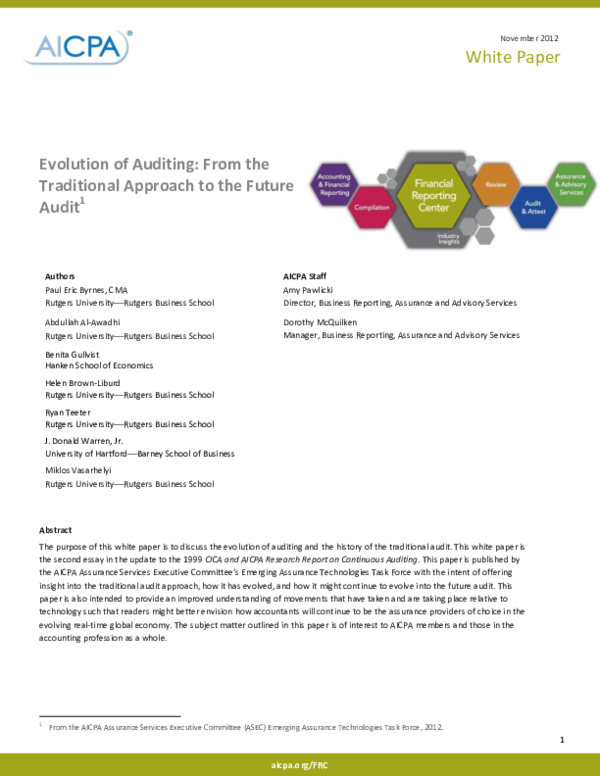 (PDF) Evolution of Auditing: From the Traditional Approach to the ...