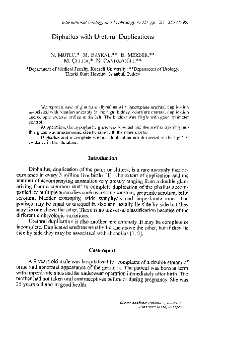 (PDF) Diphallus with urethral duplications