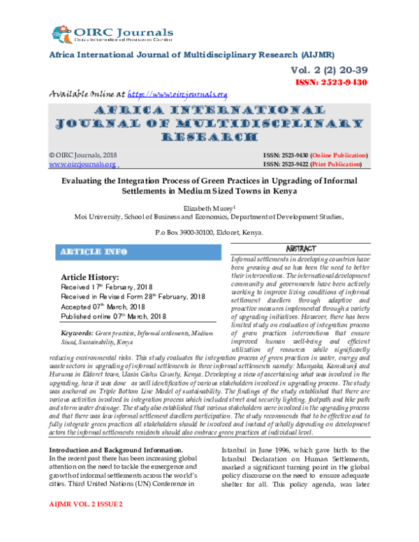 (PDF) Evaluating the Integration Process of Green Practices in ...