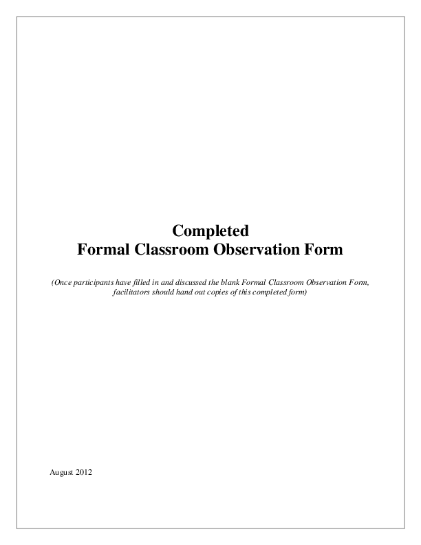 (PDF) Completed Formal Classroom Observation Form