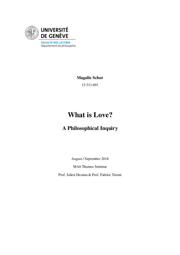 (PDF) What is Love? A Philosophical Inquiry