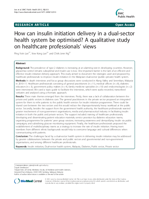 (PDF) How can insulin initiation delivery in a dual-sector health ...