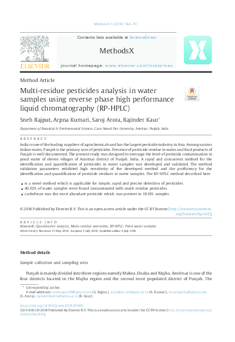 (PDF) Multi-residue pesticides analysis in water samples using reverse phase high performance ...