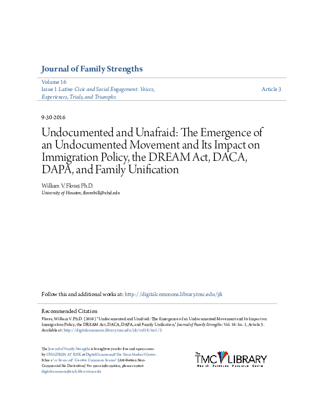 (PDF) Journal of Family Strengths Undocumented and Unafraid: The ...