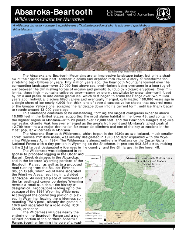 (PDF) Absaroka-Beartooth Wilderness Character Narrative v12.6.17