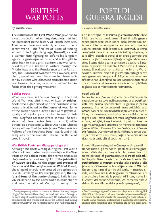 (PDF) BRITISH WAR POETS POETI DI GUERRA INGLESI