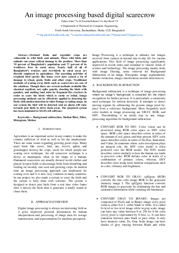 (PDF) An image processing based digital scarecrow