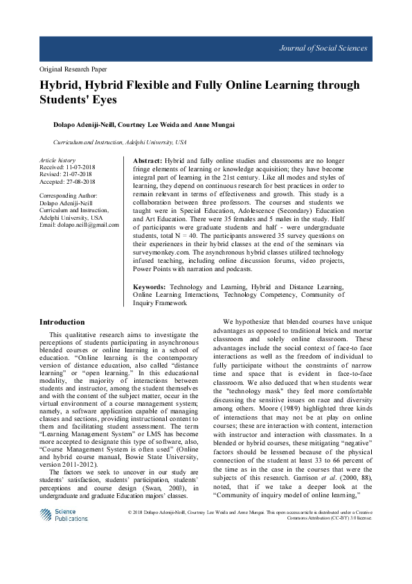 (PDF) Hybrid, Hybrid Flexible and Fully Online Learning through ...