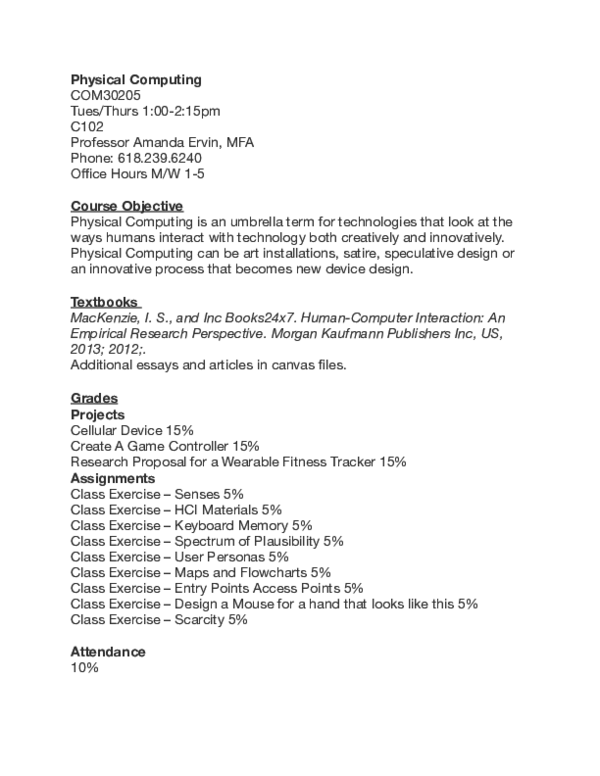 (PDF) Physical Computing Sample Syllabus