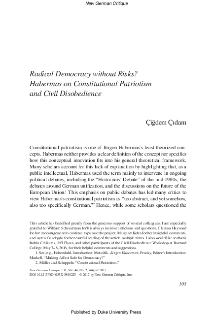 (PDF) Radical Democracy without Risks? Habermas on Constitutional ...